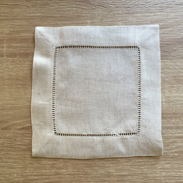 Hemstitch Cocktail N-apkin Natural Rustic 6" Inch – Accent Linens
