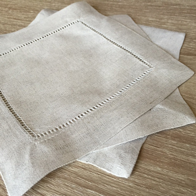 Hemstitch Cocktail N-apkin Natural Rustic 6" Inch — Accent Linens