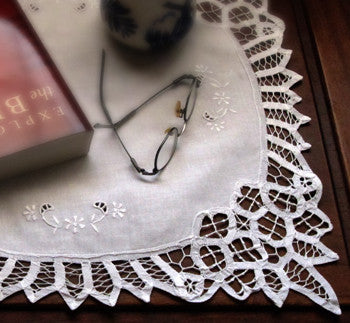 Battenburg Square Trim Doilies White 18" Inch – Accent Linens